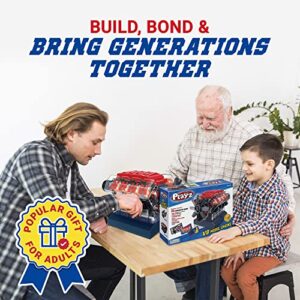 Playz V8 Combustion Engine Model Building Kit for Kids, Adults - STEM Hobby Toy, Educational Engineering & Science Kit for Aspiring Engineers Ages 12+ w/ DIY Guide & Realistic Mini Parts That Run