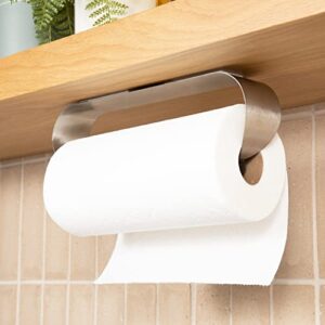 Wood Grip | Contemporary Paper Towel Holder Under Cabinet | Paper Towel Holder Countertop (Satin Nickel)