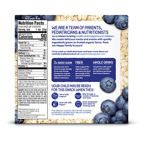 Happy Tot Organics Super Foods Oat Bars, Blueberries & Oatmeal, 5 Count (Pack of 6)