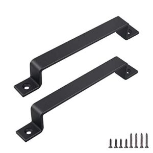 faithland barn door handle, black 10 inch gate handle set (pack of 2), door pull, pull handle for sliding barn door gate cabinet closet drawer garage shed- 2 sets of different lengths screws included