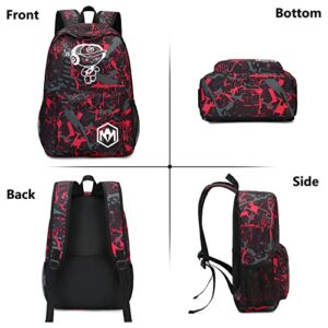 Bluboon School Backpack for Boys Teens Bookbag Travel Daypack Kids Girls Lunch Bag Pencil Case (Red-3pcs)