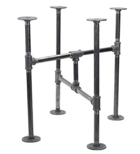 pipe decor industrial table leg set, rustic end table side table base kit, dark grey/black steel metal pipes vintage furniture decorations diy coffee table legs mid century modern, turnpike style