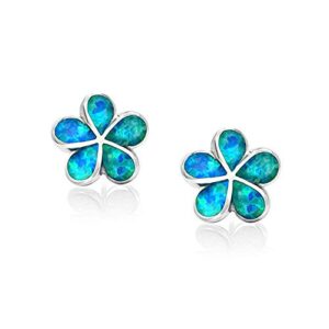 cinily flower stud earrings,blue opal stud earrings 14k white gold plated hypoallergenic flower earrings jewelry gift for mom,girls,women