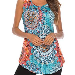 Famulily Women's Maternity Wear Tank Tops Comfy Floral Sleeveless Tshirts Blouse Large Blue