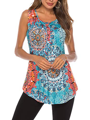 Famulily Women's Maternity Wear Tank Tops Comfy Floral Sleeveless Tshirts Blouse Large Blue