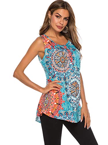 Famulily Women's Maternity Wear Tank Tops Comfy Floral Sleeveless Tshirts Blouse Large Blue