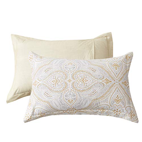 FADFAY Duvet Cover Set Paisley Bedding 100% Cotton Ultra Soft Gold Classy Luxurious Bedding with Hidden Zipper Closure 3 Pieces, 1Duvet Cover & 2Pillowcases, King/Cal King Size