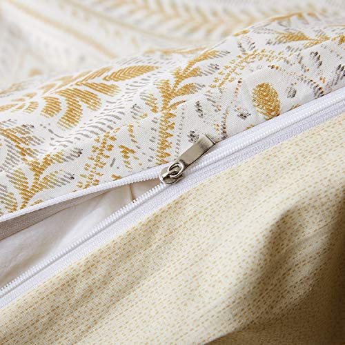 FADFAY Duvet Cover Set Paisley Bedding 100% Cotton Ultra Soft Gold Classy Luxurious Bedding with Hidden Zipper Closure 3 Pieces, 1Duvet Cover & 2Pillowcases, King/Cal King Size