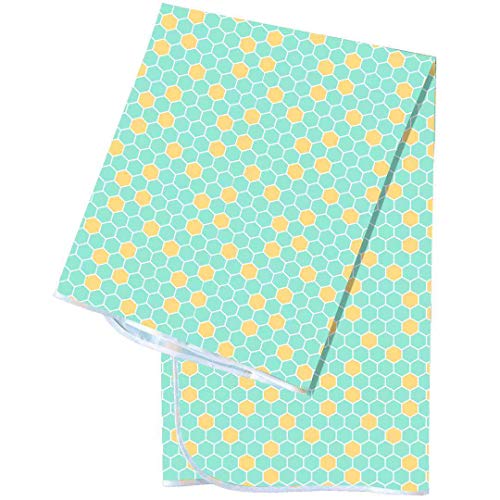 Youngever 42 Inch x 42 Inch Washable Highchair Splat Floor Mat, Splash Mess Mat, Food Catcher Art Craft Leak Proof Mat (Green Hexagon)