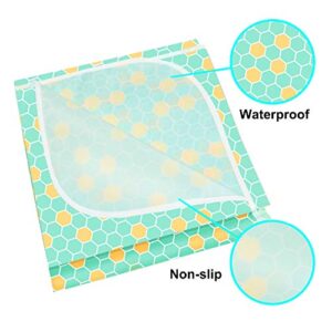 Youngever 42 Inch x 42 Inch Washable Highchair Splat Floor Mat, Splash Mess Mat, Food Catcher Art Craft Leak Proof Mat (Green Hexagon)