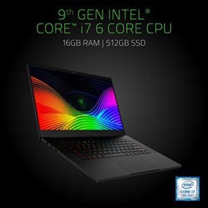 Razer Blade 15 Gaming Laptop 2019: Intel Core i7-9750H 6 Core, NVIDIA GeForce RTX 2070 Max-Q, 15.6" FHD 1080p 240Hz, 16GB RAM, 512GB SSD, CNC Aluminum, Chroma RGB Lighting, Thunderbolt 3