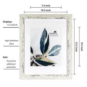 Scholartree Rustic White Wooden 11x14 Picture Frame set of 2,Display 11x14 without Mat or 8x10 with Mat，Wall Gallery Photo Frames