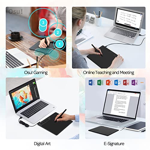 GAOMON S620 6.5 x 4 Inches Graphics Tablet with 8192 Passive Pen 4 Express Keys for Digital Drawing & OSU & Online Teaching-for Mac Windows Android OS