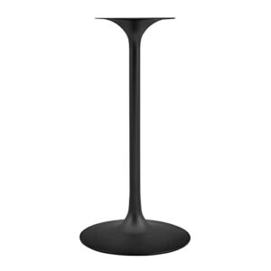 Modway Lippa 28" Round Wood Bar Table, White Top, Black Base