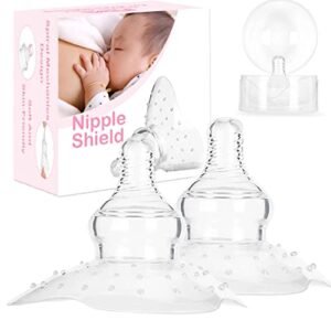 2 pack nipple shields for nursing newborn 20mm, nippleshield for breastfeeding nursing mothers with inverted & sore nipple with carrying case