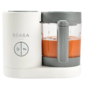 BEABA Babycook Neo, Glass Baby Food Maker, Glass 4 in 1 Steam Cooker & Blender, Comes with Stainless Steel Basket and Reservoir, Cook at Home, 5.5 Cup Capacity (Cloud)