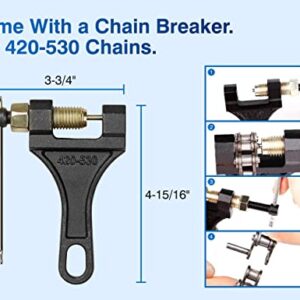 420 Motorcycle Chain - 420 Standard Roller Chain 132 Link + Chain Breaker for 110cc 125cc Dirt Pit Bike ATV Quad Go Kart Scooter Mini Bike