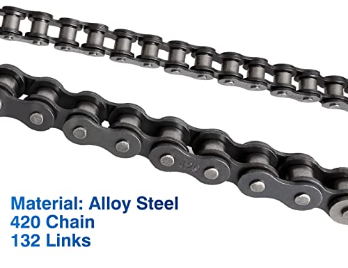 420 Motorcycle Chain - 420 Standard Roller Chain 132 Link + Chain Breaker for 110cc 125cc Dirt Pit Bike ATV Quad Go Kart Scooter Mini Bike