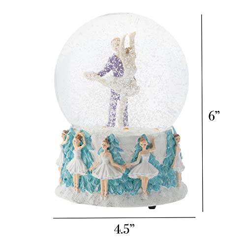 Elanze Designs Prince and Clara Dancing 100MM Musical Snow Globe Plays Tune Dance of The Sugar Plum Fairy