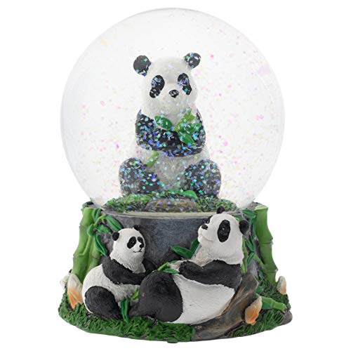 Elanze Designs Hugging Panda Bear Family 100MM Musical Snow Globe Plays Tune Born Free