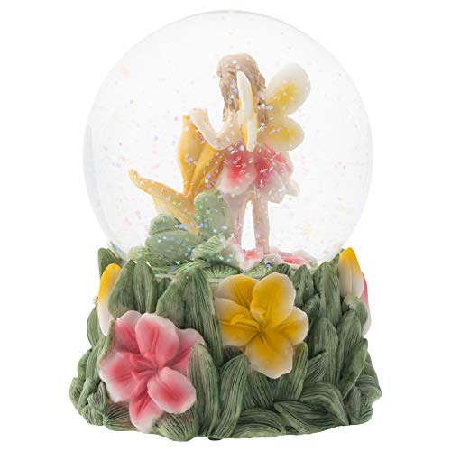 Elanze Designs Yellow Lilly Fairy Friends 100MM Musical Snow Globe Plays Tune Fur Elise