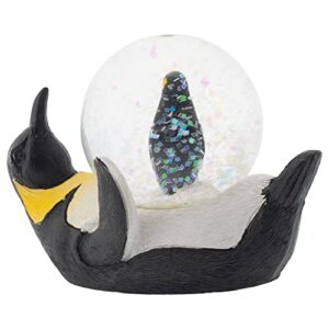 yellow neck penguin mommy and chick figurine 45mm glitter snow globe decoration