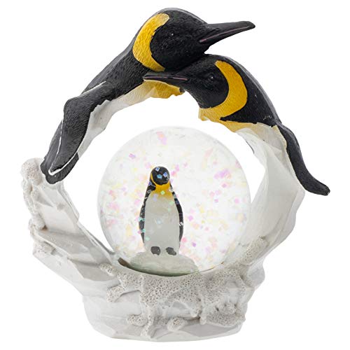 Yellow Neck Penguin Family Figurine 45MM Glitter Snow Globe Decoration