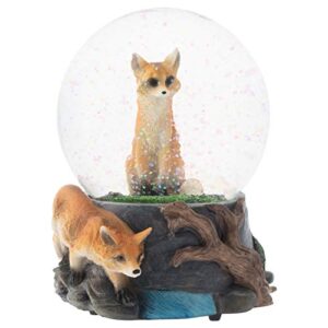 elanze designs clever fox friends 100mm musical snow globe plays tune born free