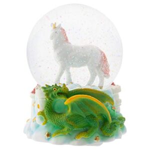 majestic unicorn and dragon 100mm musical snow globe plays tune you are my sunshine