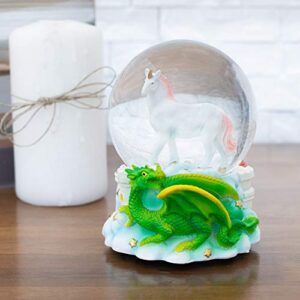 Majestic Unicorn and Dragon 100MM Musical Snow Globe Plays Tune You are My Sunshine