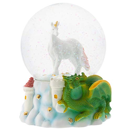 Majestic Unicorn and Dragon 100MM Musical Snow Globe Plays Tune You are My Sunshine