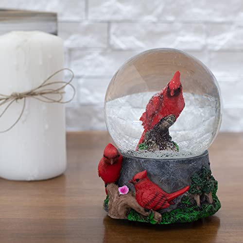 Spring Blossom Cardinals 100MM Musical Snow Globe Plays Tune Wonderful World