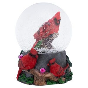 spring blossom cardinals 100mm musical snow globe plays tune wonderful world