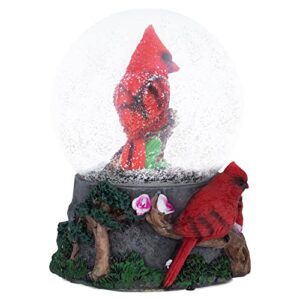 Spring Blossom Cardinals 100MM Musical Snow Globe Plays Tune Wonderful World