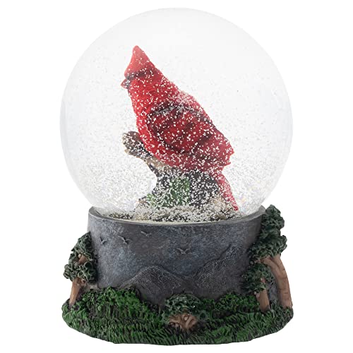 Spring Blossom Cardinals 100MM Musical Snow Globe Plays Tune Wonderful World