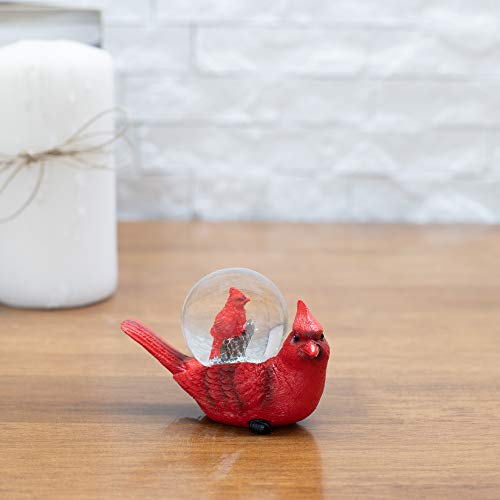 Elanze Designs Mommy Red Cardinal and Baby Figurine 45MM Glitter Snow Globe Decoration