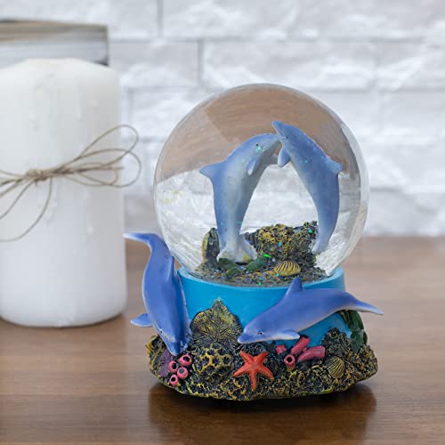 Elanze Designs Coral Reef Dolphin Pod 100MM Musical Snow Globe Plays Tune Fur Elise