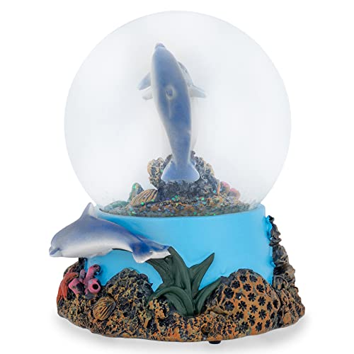 Elanze Designs Coral Reef Dolphin Pod 100MM Musical Snow Globe Plays Tune Fur Elise