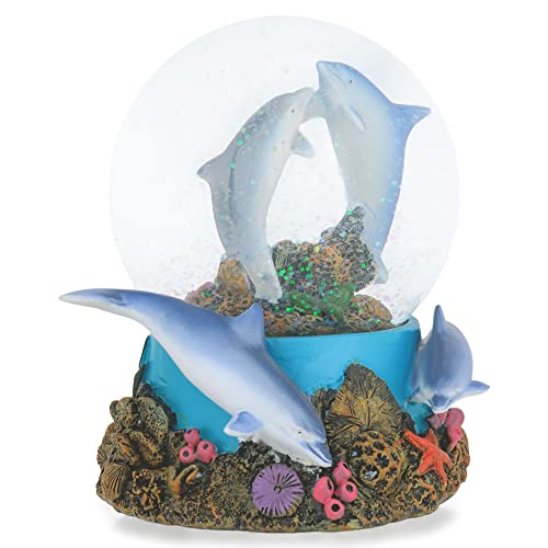 Elanze Designs Coral Reef Dolphin Pod 100MM Musical Snow Globe Plays Tune Fur Elise