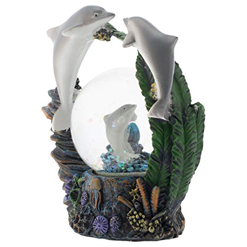 Elanze Designs Coral Reef Dolphin Family Figurine 45MM Glitter Snow Globe Decoration