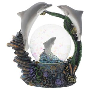 elanze designs coral reef dolphin family figurine 45mm glitter snow globe decoration