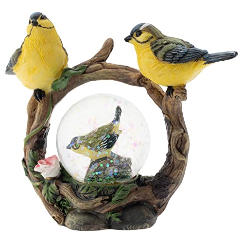 Elanze Designs Black Mask Yellow Birds Figurine 45MM Glitter Snow Globe Decoration