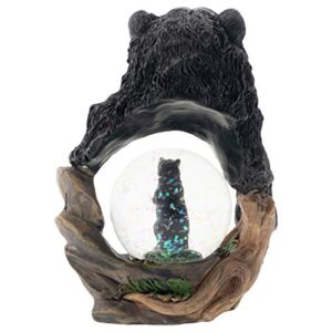 Protective Black Bear and Cub Figurine 45MM Glitter Snow Globe Decoration