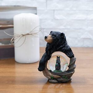 Protective Black Bear and Cub Figurine 45MM Glitter Snow Globe Decoration