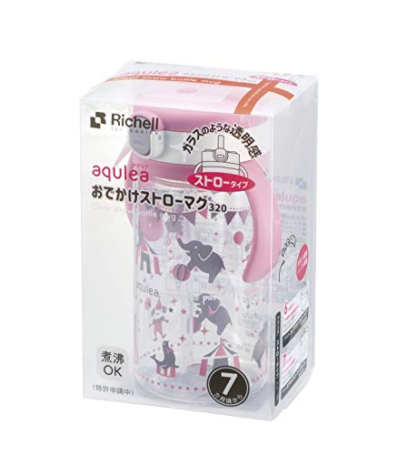 Richell Aqulea Outing Straw Mug 320ml Pink