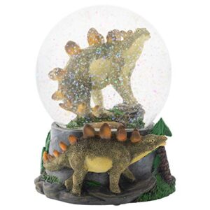 elanze designs stegosaurus dinosaur friends 100mm musical dinosaur snow globe plays tune born free