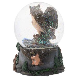 Elanze Designs Red Bellied Eagle Owls 100MM Musical Snow Globe Plays Tune Wonderful World