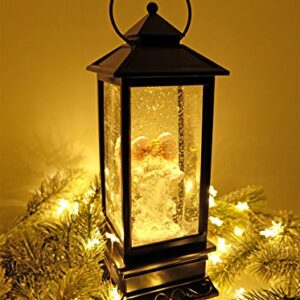 Wondise Lighted Angel Christmas Snow Globes Musical Lantern with Timer, USB Powered & Battery Operated Swirling Glitter Water Lantern (4 x 4 x 12 inch)