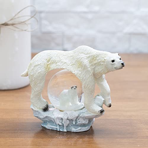 Elanze Designs White Polar Bear Figurine 45MM Glitter Snow Globe Decoration