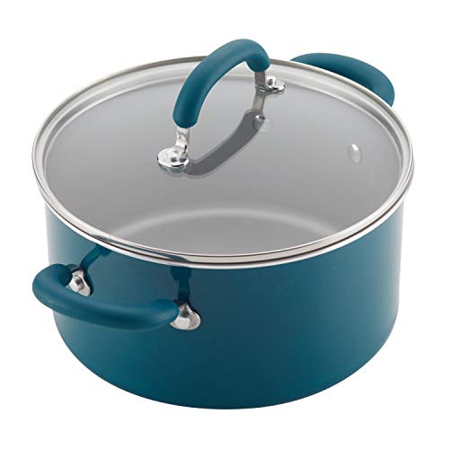 Rachael Ray Create Delicious Nonstick Cookware Pots and Pans Set, 13 Piece, Teal Shimmer